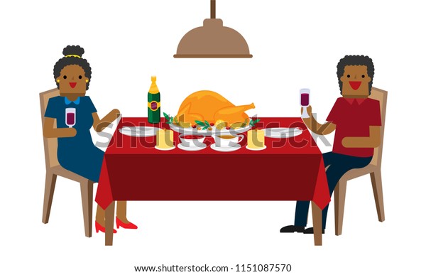 Illustration Vector Flat Cartoon Feast Table Stock Vector (Royalty Free ...