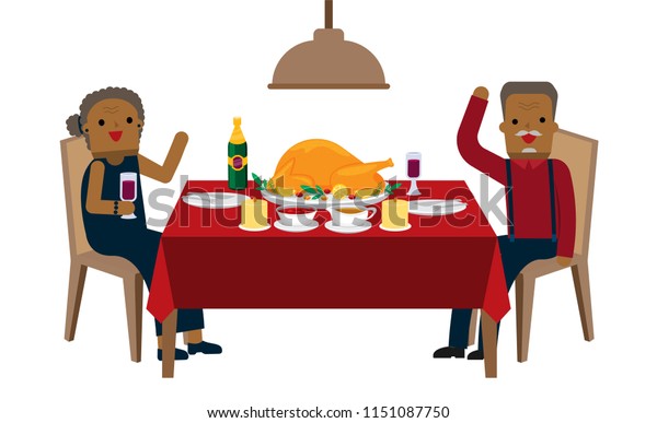 Illustration Vector Flat Cartoon Feast Table Stock Vector (Royalty Free ...