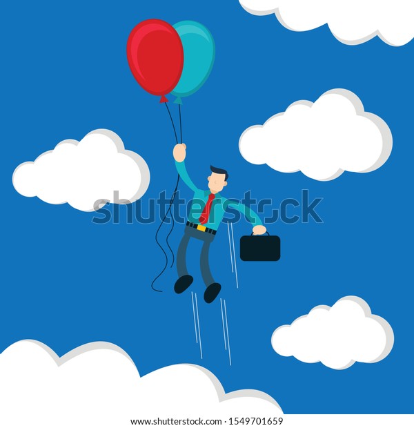 Illustration Vector Graphic Cartoon Character of Businessman Fly Using ...