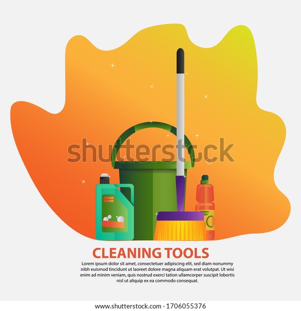 Illustration Vector Graphic Cleaning Tools Pack Stock Vector (Royalty ...