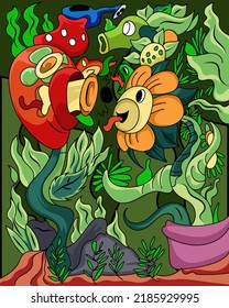 Illustration Vector Graphic Flower Battle Good Stock Vector (Royalty ...