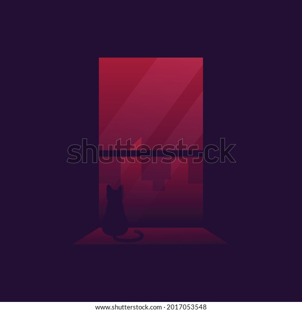 Illustration Vector Graphic Lonely Cat Suitable Stock Vector (Royalty ...