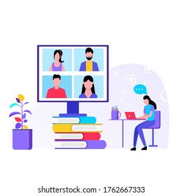 Vector Group People Having Video Conference Stock Vector (Royalty Free ...