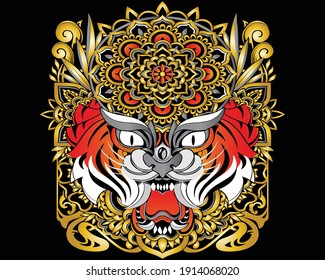 Leopard Head Geometric Pattern Frame Hand Stock Vector (Royalty Free ...