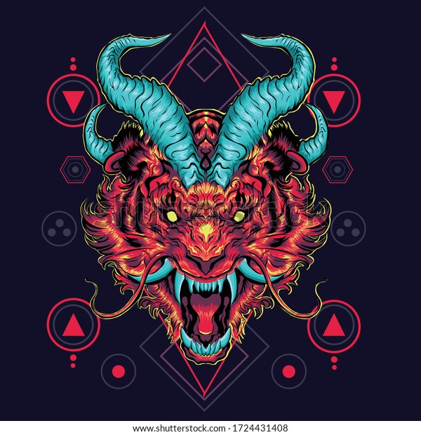 Illustration Vector Graphic Tiger Horns Perfect Stock Vector (Royalty ...