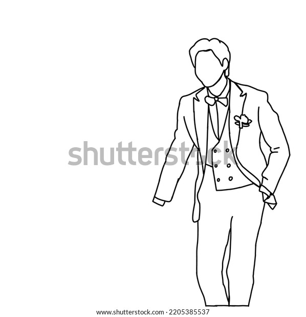 Illustration Vector Groom Men Wearing Suits Stock Vector (Royalty Free ...