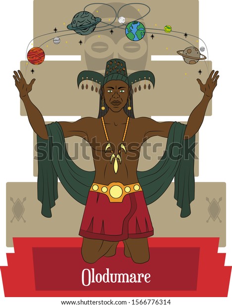 Illustration vector isolated of African Yoruba mythical god, Olodumare ...