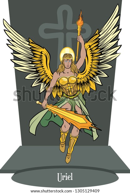 Illustration Vector Isolated Archangel Uriel God Stock Vector (Royalty ...