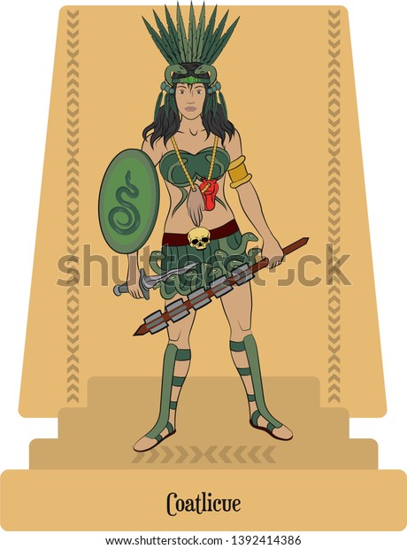 Illustration Vector Isolated Aztec Mythical God 스톡 벡터(로열티 프리 ...
