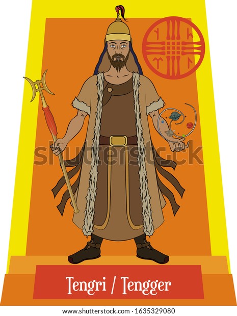 Illustration vector isolated of Mongolian mythycal God, Tengri, sky ...