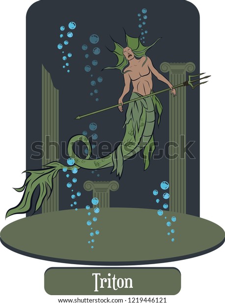 Illustration Vector Isolated Mythical Creature Triton Stock Vector ...