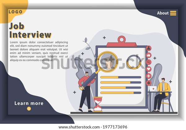 Illustration Vector Job Interview Landing Page Stock Vector (Royalty ...