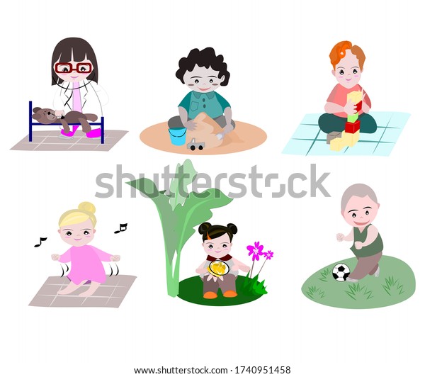 Illustration Vector Kid On Isolate Background: เวกเตอร์สต็อก (ปลอดค่า ...