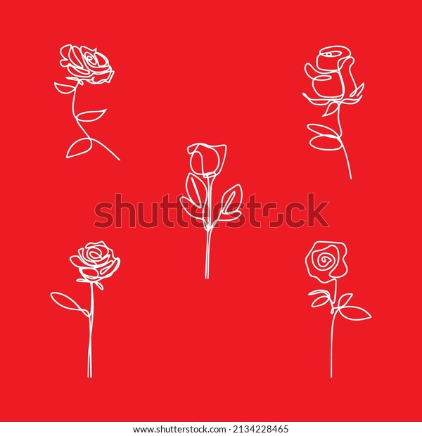 Illustration Vector Line Art White Rose Stock Vector (Royalty Free ...