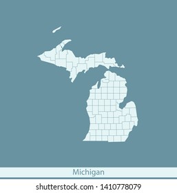 Illustration Vector Map Michigan Stock Vector (Royalty Free) 1410778079 ...