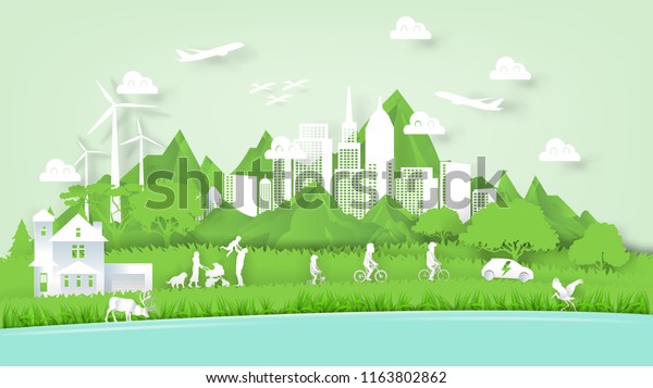 Illustration Vector Modern Eco World Environment Stock Vector (Royalty ...