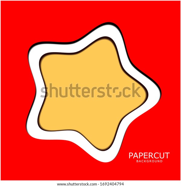 Illustration Vector Red Star Papercut Background Stock Vector (Royalty ...