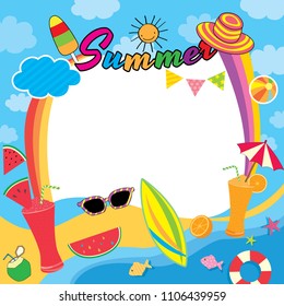 Illustration Vector Summer Frame Template Design Stock Vector (Royalty ...