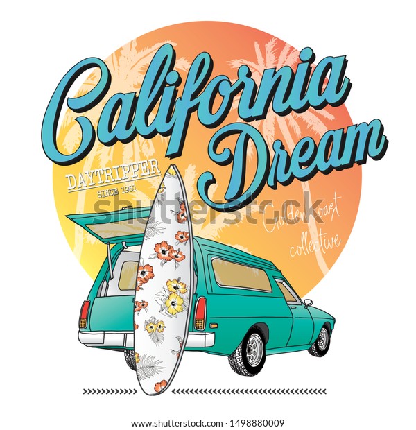 Illustration Vector Surf Van Tropical Graphic Stock Vector (Royalty ...