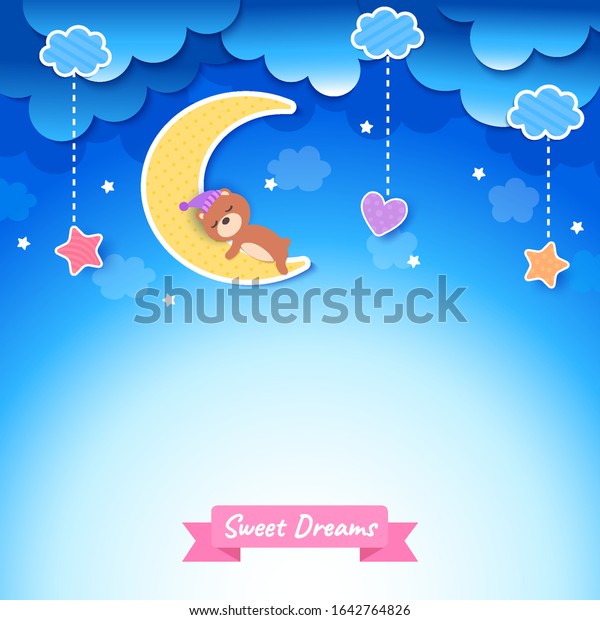 Illustration Vector Sweet Dreams Design Cloud Stock Vector (Royalty ...