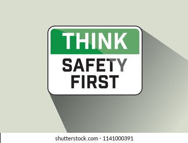 Illustration Think First Safety Sign Worksite Stock Illustration 1071585917
