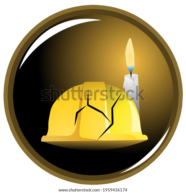 Illustration Vector Yellow Broken Safety Helmet Stock Vector (Royalty ...