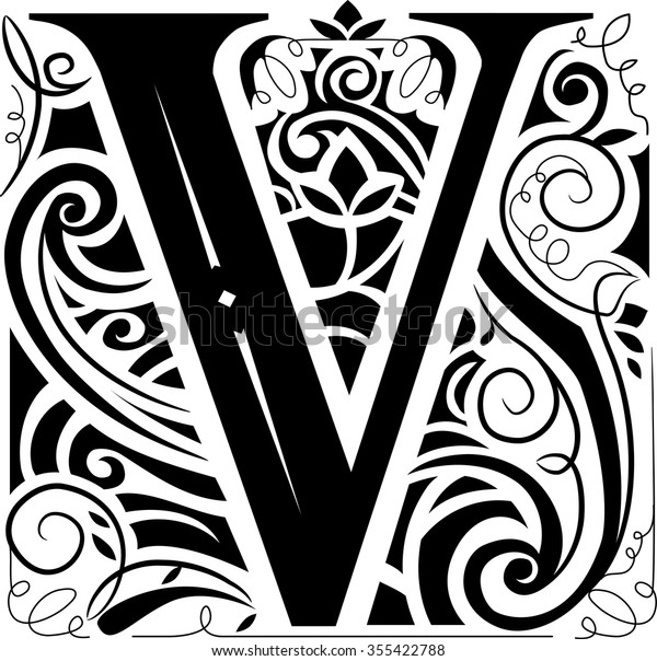 Illustration Vintage Monogram Featuring Letter V : image vectorielle de ...