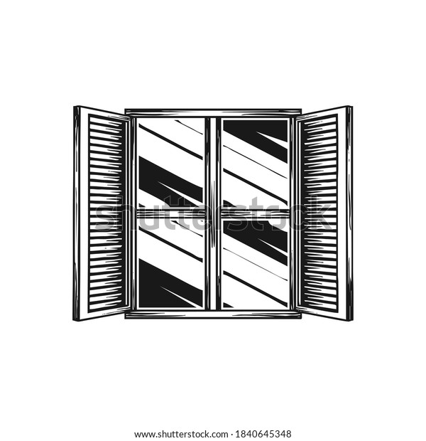 Illustration Vintage Open Window Stock Vector (Royalty Free) 1840645348 ...