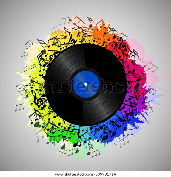 Illustration Vinyl Record Music Notes Rainbow Stock Vector (Royalty ...