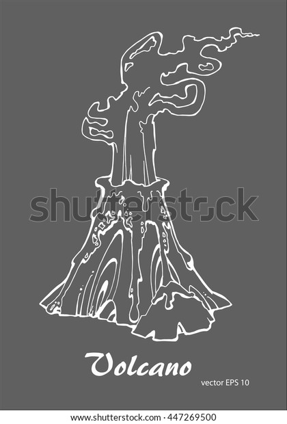Illustration Volcano Outline Stock Vector (Royalty Free) 447269500 ...