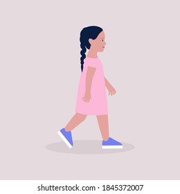 Illustration Walking Girl Vector Illustration Flat Stock Vector ...