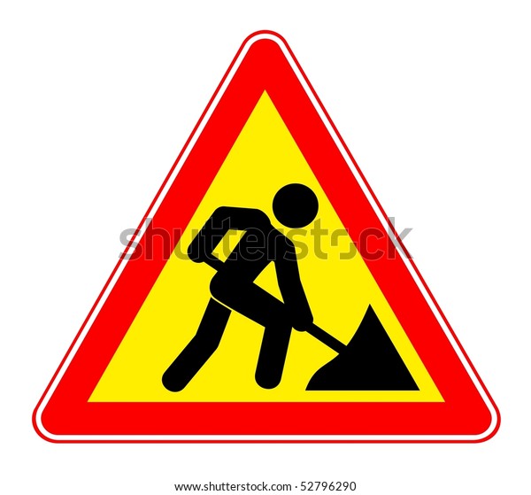 Illustration of warning sign about a roadwork. Vector
