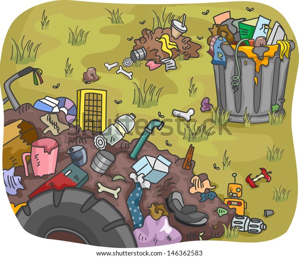 Illustration Waste Dump Field Stock Vector (Royalty Free) 146362583