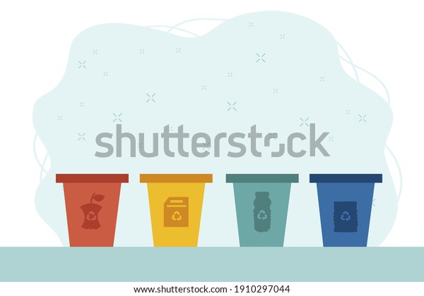 Illustration Waste Sorting Tanks Funny Trash Stock Vector (Royalty Free ...