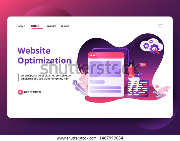 Illustration Website Optimization Concept Men Making Stock Vector ...