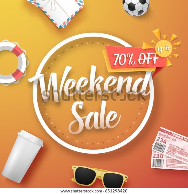 Illustration Weekend Sale Vector Poster Bright Stock Vector (Royalty ...