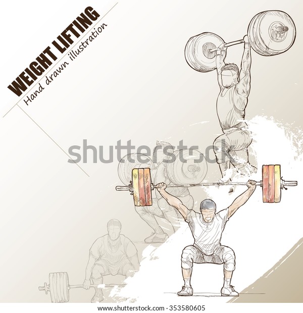Illustration Weight Lifting Hand Drawn Weight Stock Vector (Royalty ...