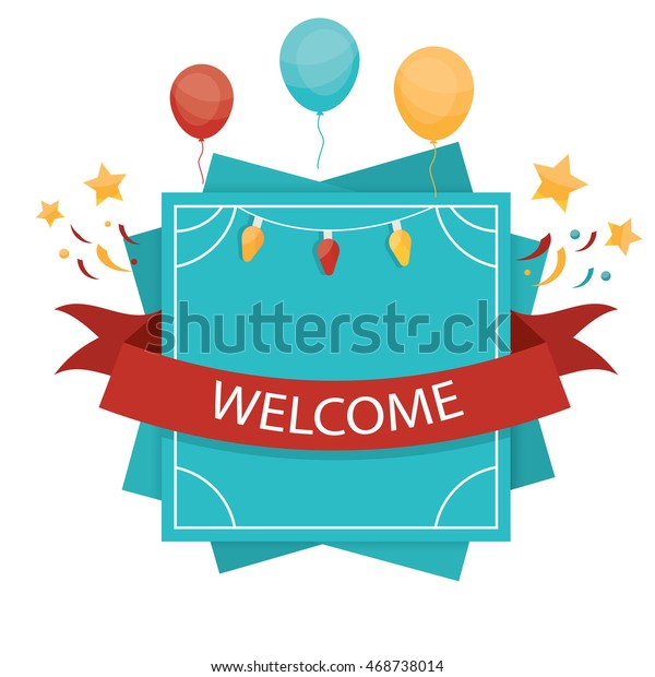 Illustration Welcome Design Elements Label Banner: เวกเตอร์สต็อก (ปลอด ...
