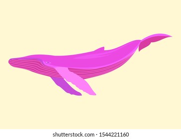 Illustration Whale Flat Design Stock Vector (Royalty Free) 1544221160 ...