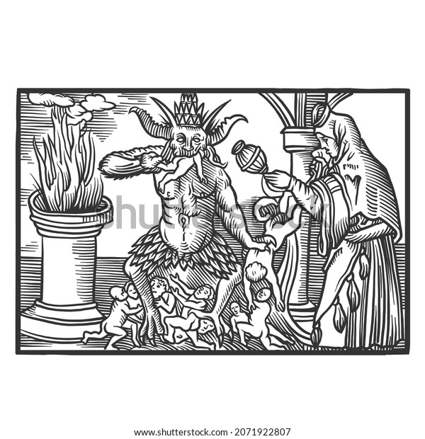 Illustration When Demon Going People Medieval Stock Vector (Royalty ...
