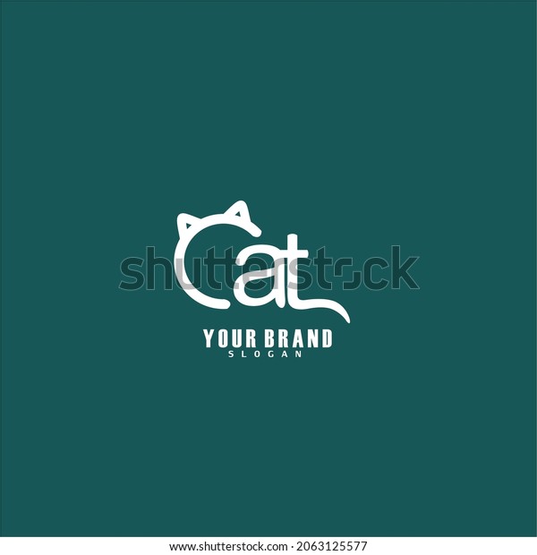 Illustration White Cat Logo Cat Letter Stock Vector (Royalty Free ...