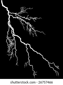 Illustration White Lightning Isolated On Black Stock Vector (Royalty ...