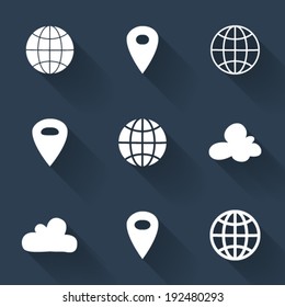 Illustration White Map Pin Icons Over Stock Vector (Royalty Free ...