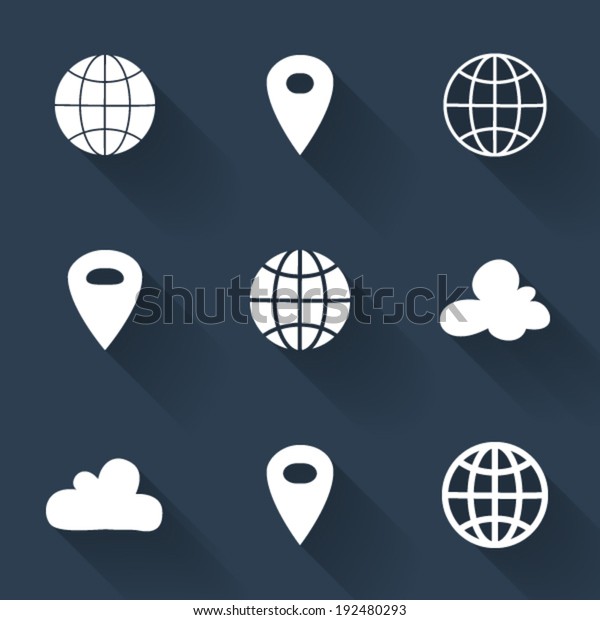 Illustration White Map Pin Icons Over Stock Vector (Royalty Free ...