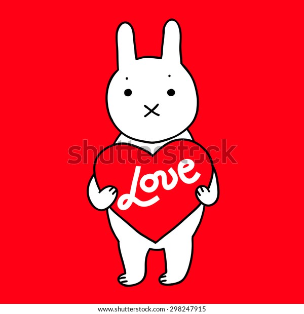 Illustration White Rabbit Heart Stock Vector (Royalty Free) 298247915 ...