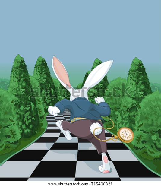 Illustration White Rabbit Running Away Stock Vector (Royalty Free ...