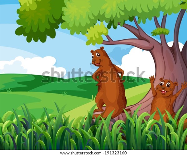 Illustration Wild Animals Under Tree 库存矢量图（免版税）191323160 | Shutterstock