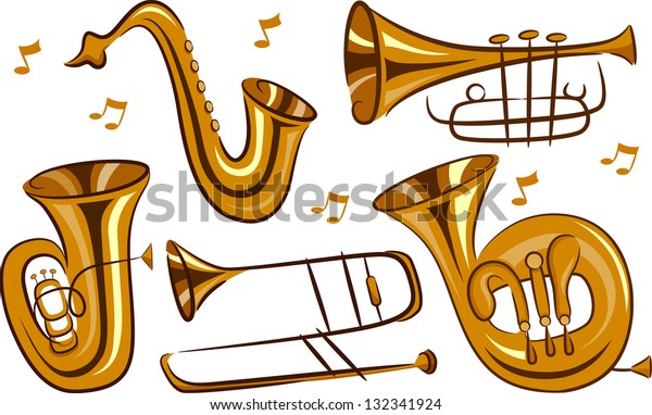 Illustration Wind Musical Instruments White Background Stock Vector ...