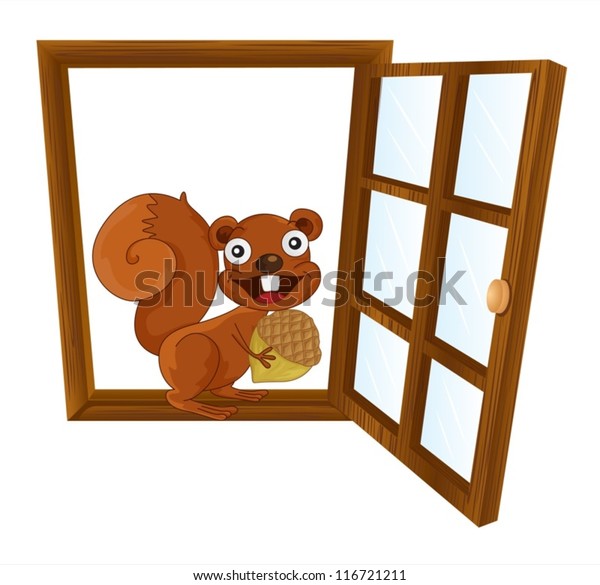 Illustration Window Squirrel On White Background Stock Vector (Royalty ...