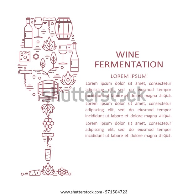 Illustration Winery Elements Text Modern Thin Stock Vector (Royalty ...